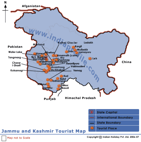 Kashmir Tourism Map